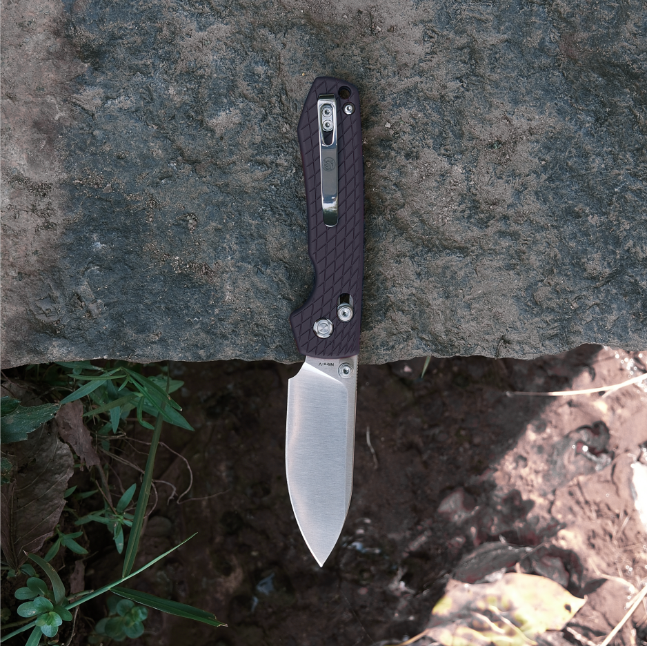 Raccoon - Button Lock Knife (3.25" 14C28N Blade & G10 Handle)– Vosteed