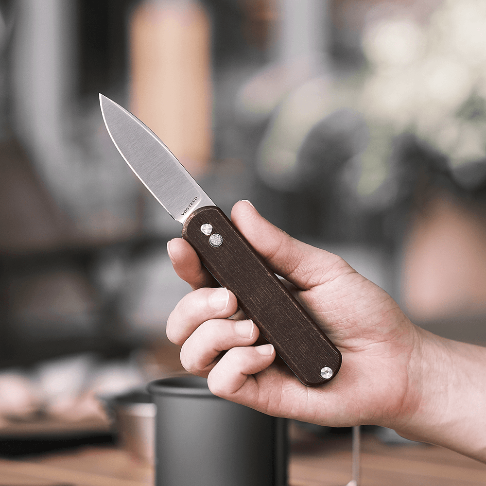Titanium Corgi Nitro-V | Red Accent EDC Button Lock Knife