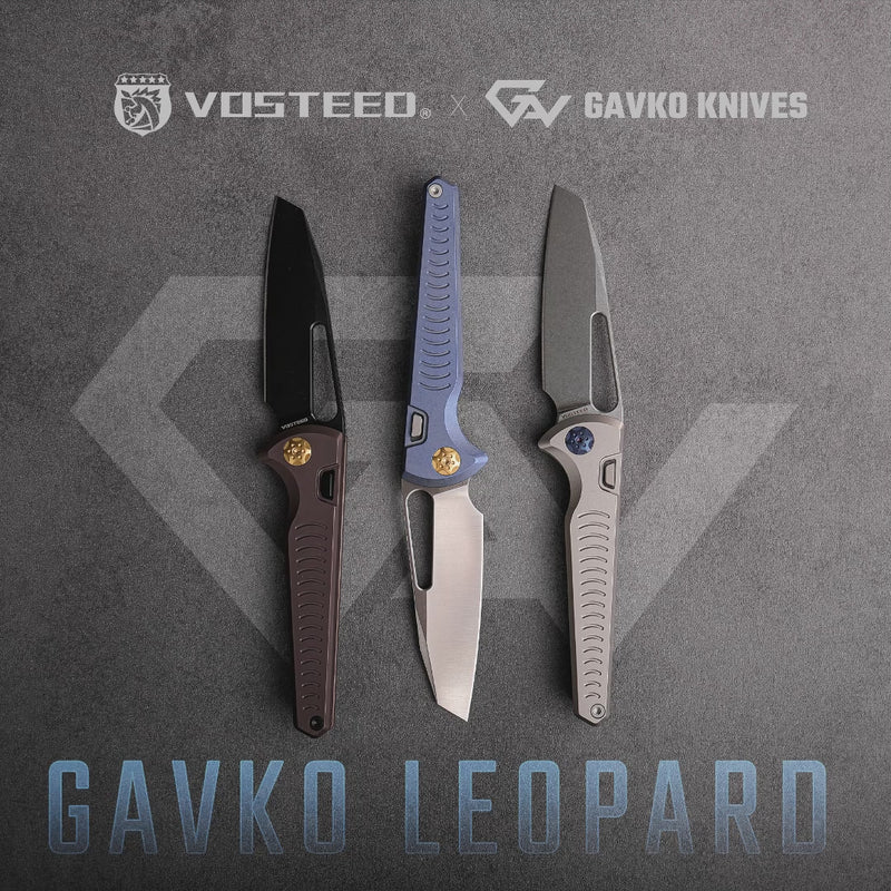 Gavko Leopard M390 Knife | Ti & Carbon Fiber Button Lock EDC